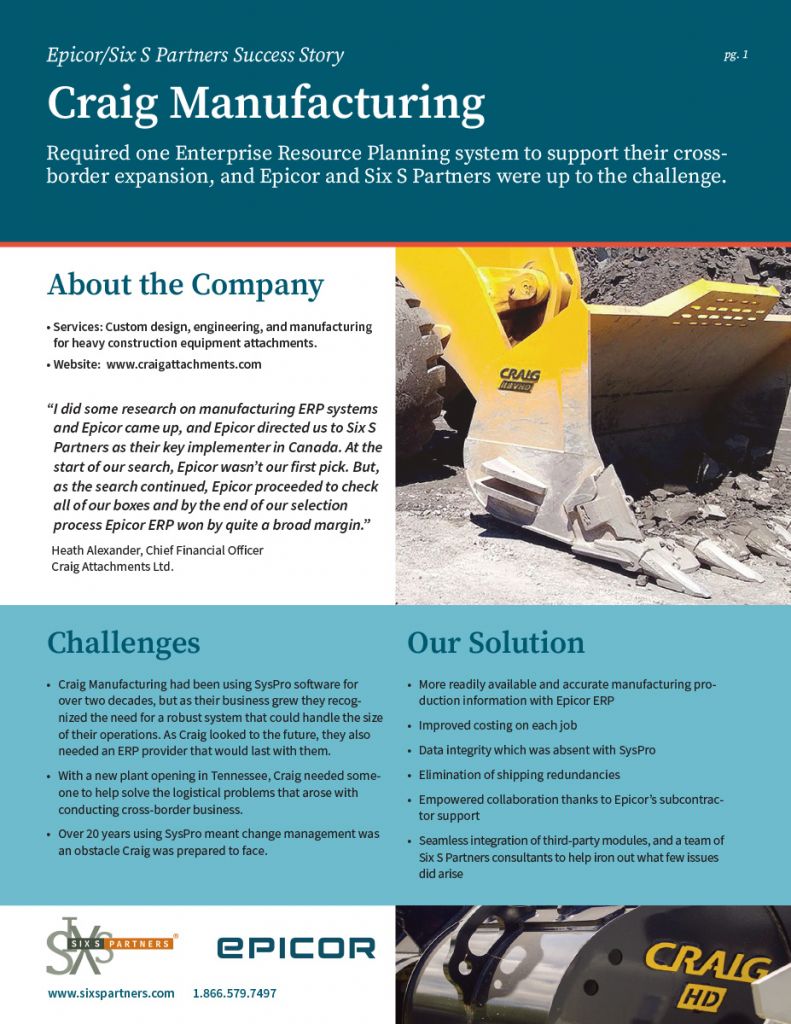 Craig Manufacturing | Six S Partners